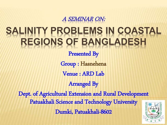 A Seminar on Salinity Problem on Coastal Region of Bangladesh | PPTX ...