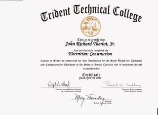 Trident Tech Certificate Electrician Construction | PPT