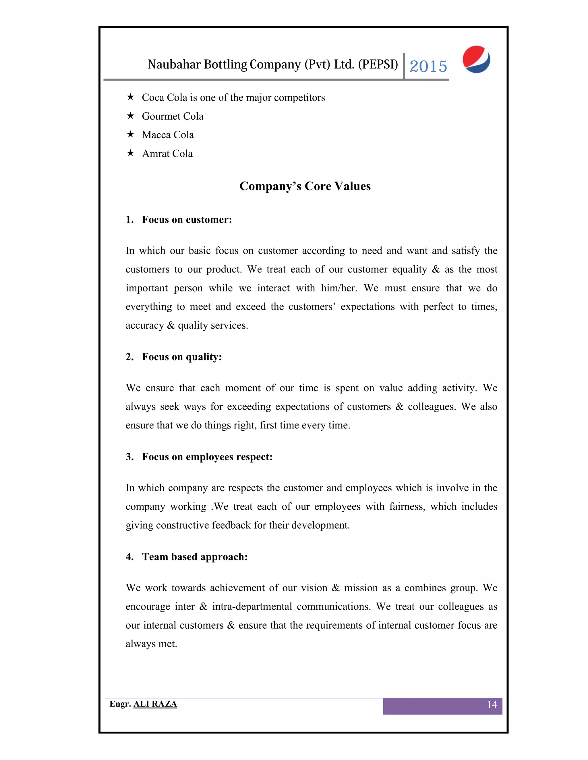 REPORT (PEPSI) FINAL | PDF