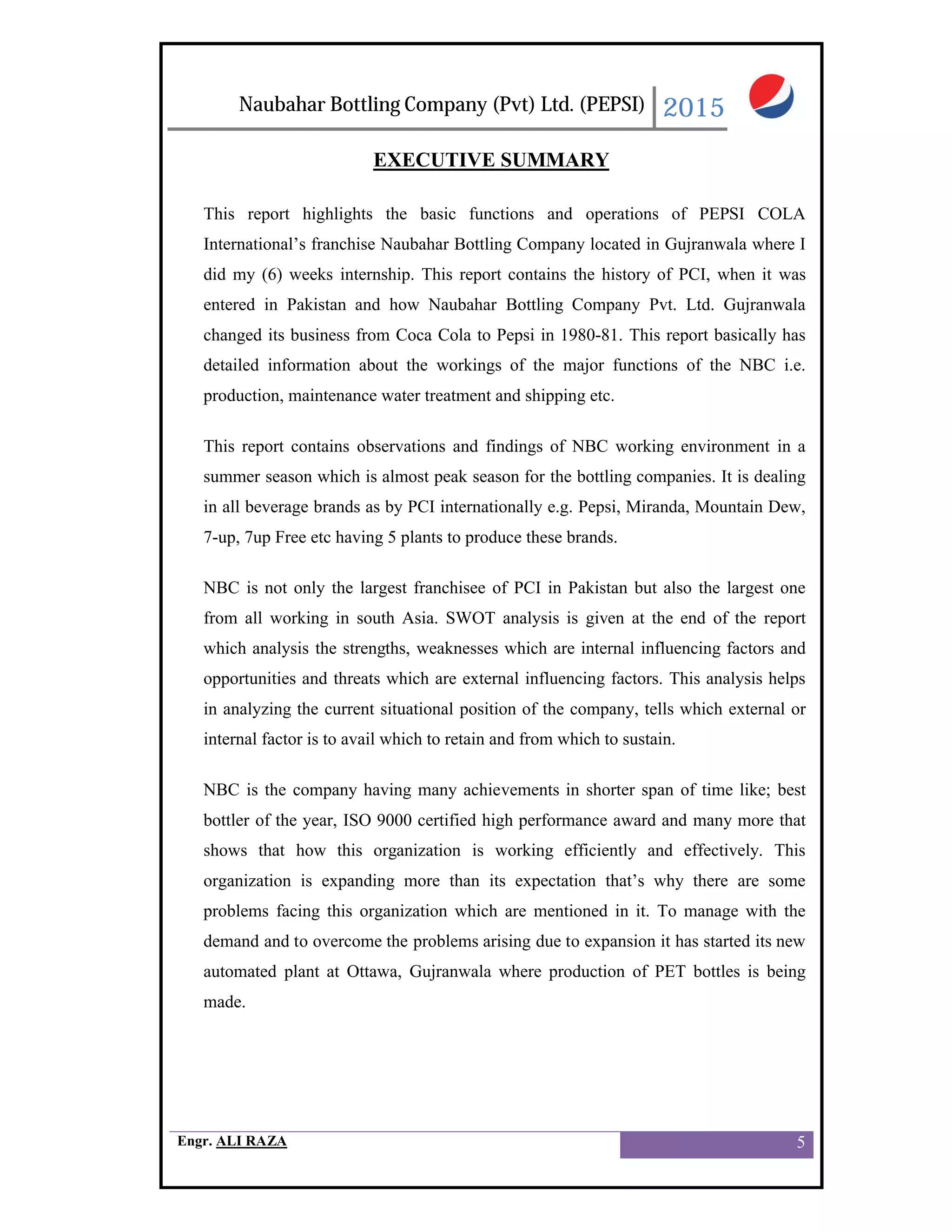 REPORT (PEPSI) FINAL | PDF