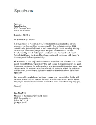 Jeremy Eckenroth recommedation letter | PDF