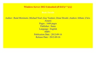Windows Server 2012 Unleashed ((P.D.F))^^@@ | PDF | Operating Systems | Computer Software and ...