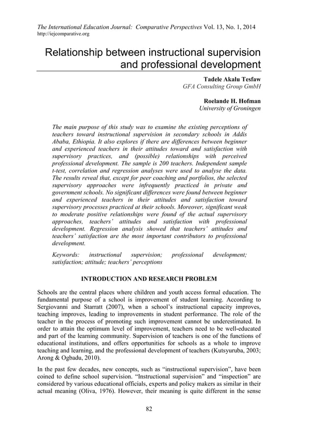 Instructional supervision and its relationship with professional development | PDF
