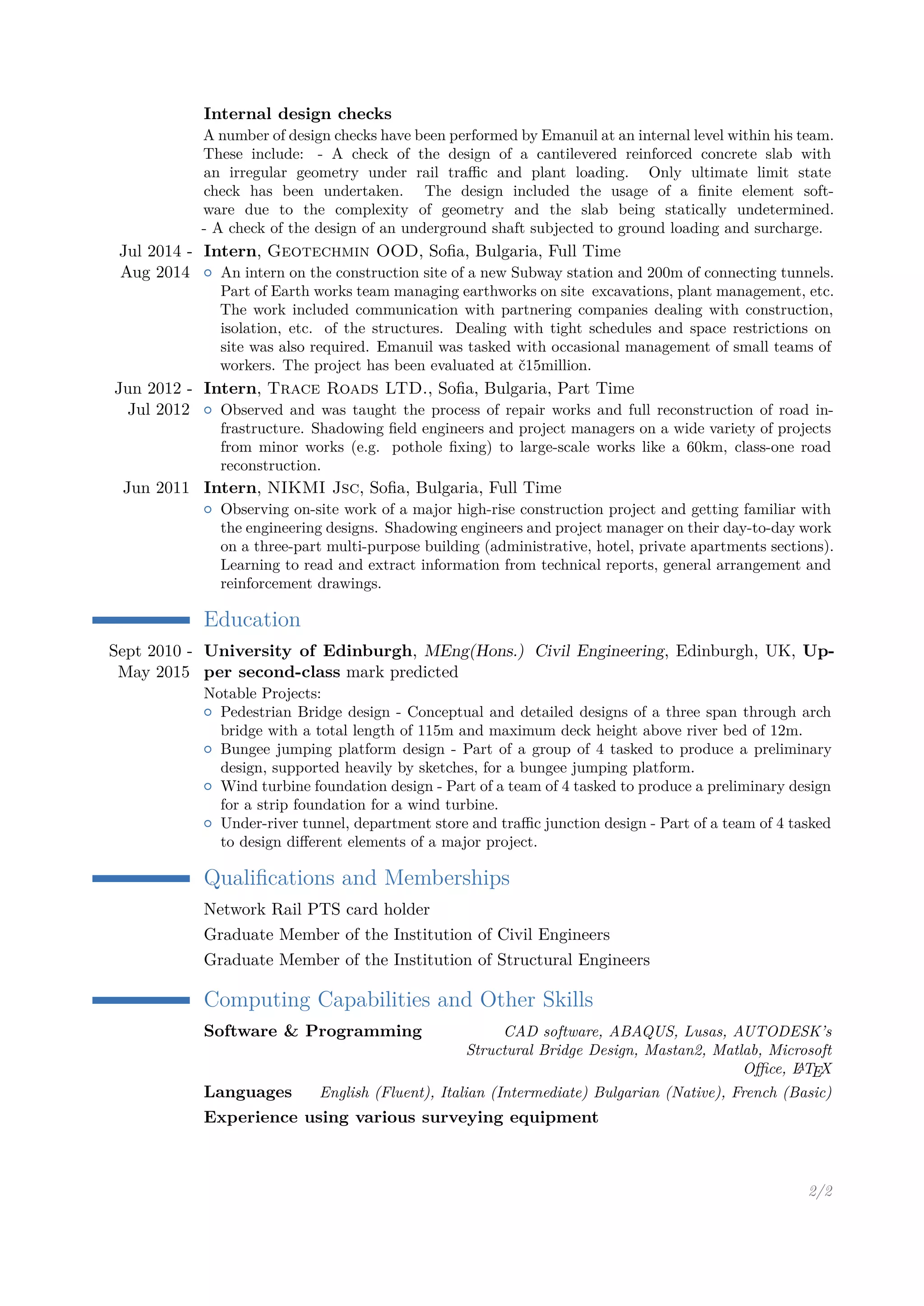 CV_Emanuil Videnov | PDF | Civil Engineering Industry | Industries