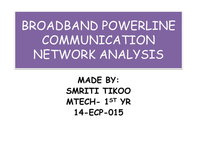 Broadband Powerline Communication | PPT