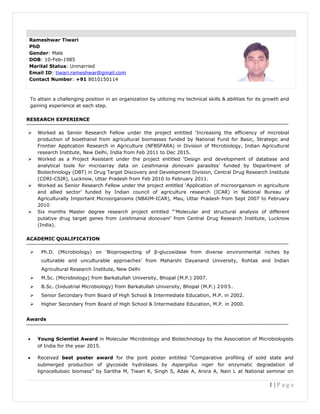 Rameshwar Tiwari CV (2) | PDF