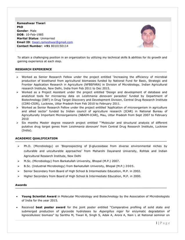 Rameshwar Tiwari CV (2) | PDF