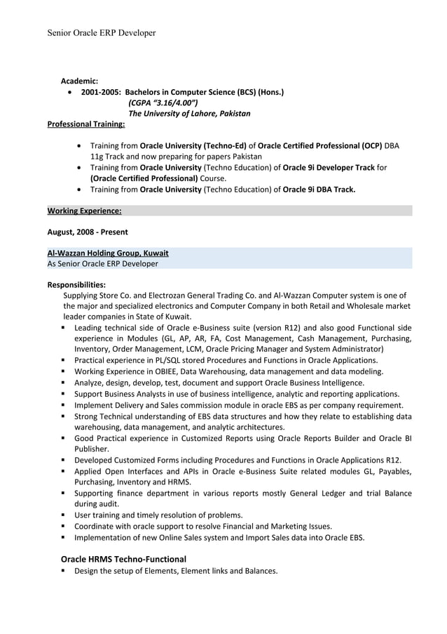 Ahmad-CV | DOC | Databases | Computer Software and Applications