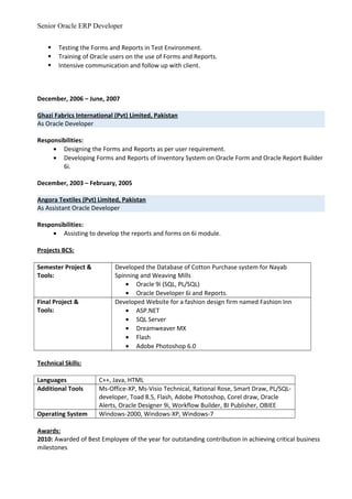 Ahmad-CV | DOC | Databases | Computer Software and Applications
