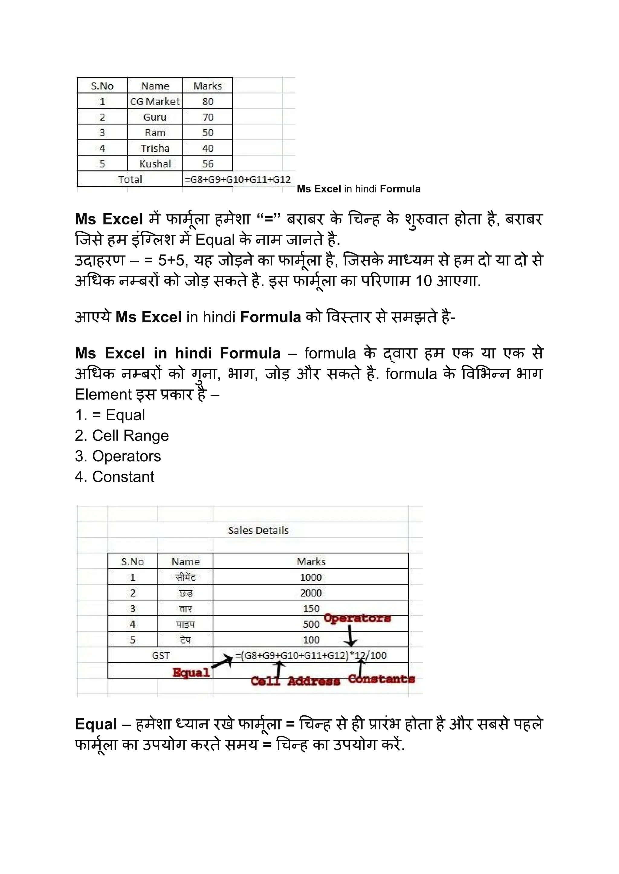 MS Excel Notes PDF in Hindi माइ ोसॉ ट ए सेल | PDF