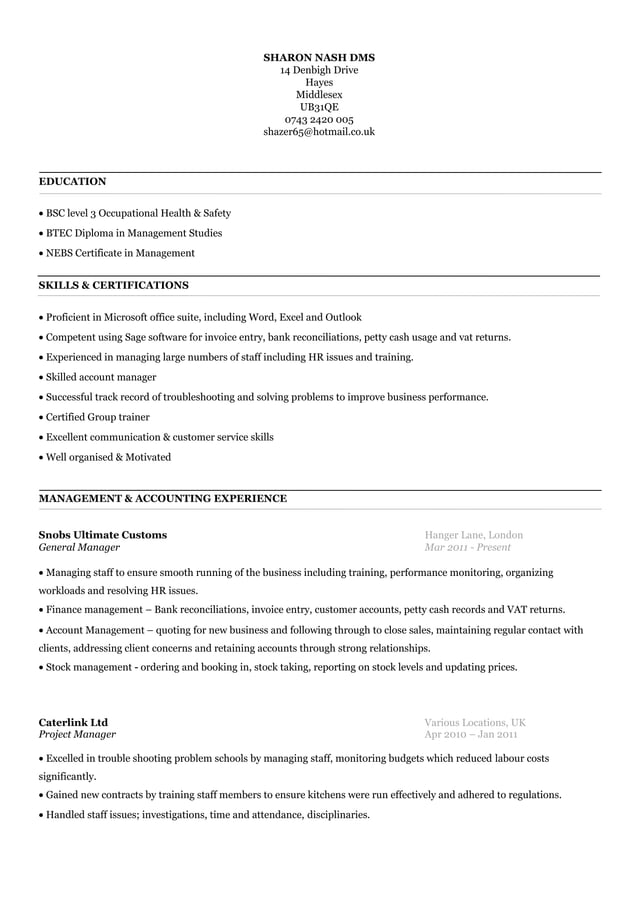 Sharon Nash CV | PDF