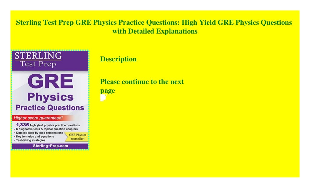 Sterling Test Prep GRE Physics Practice Questions: High Yield GRE ...