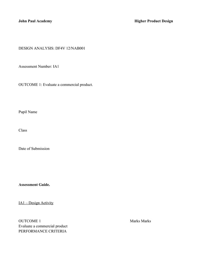 Design Analysys Marking Criteria | DOC