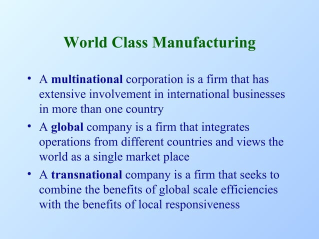 world-class-manufacturing | PPT | Manufacturing Industry | Industries