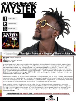 One Sheet - MySter (Sep 2016) | PDF