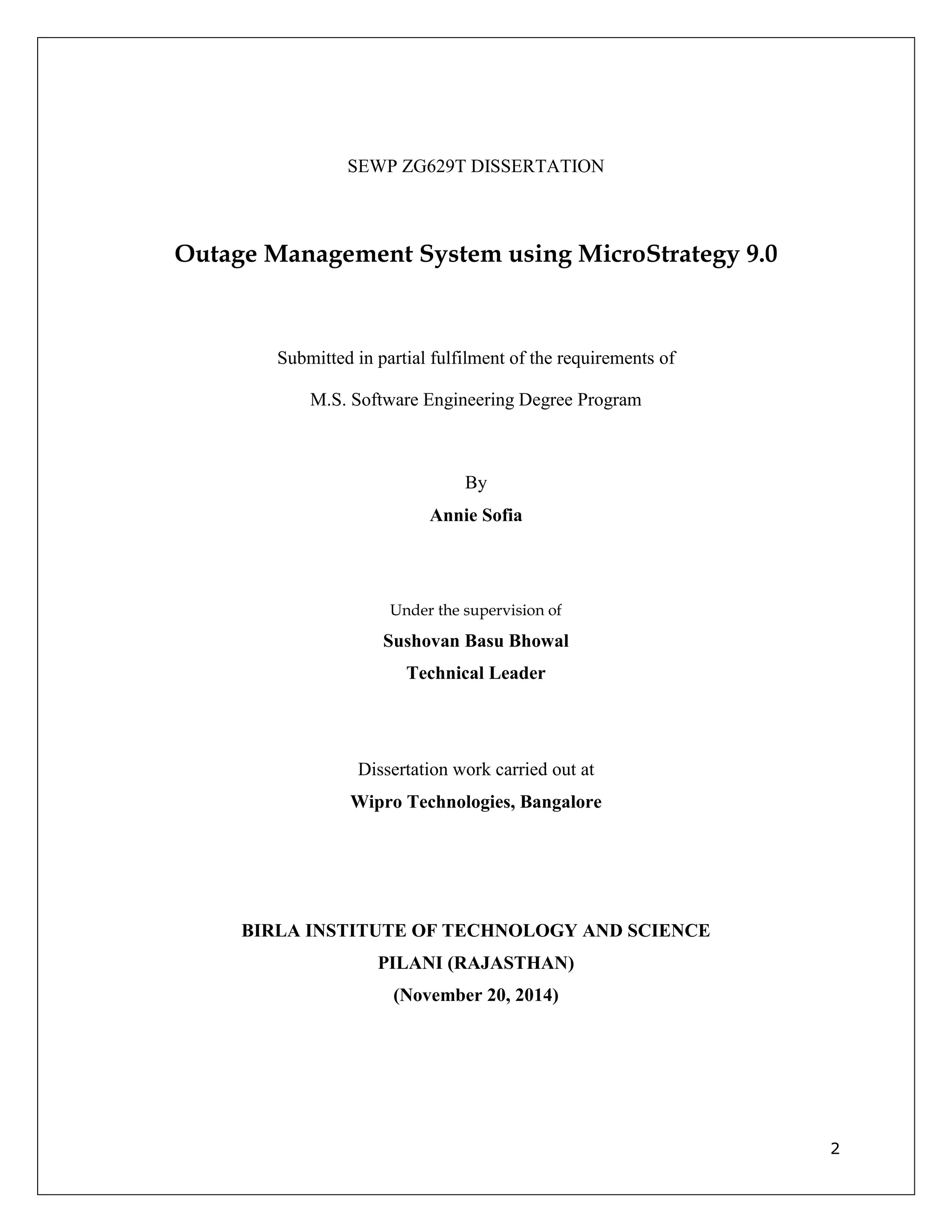 BITS MS- Dissertation Final Report | PDF