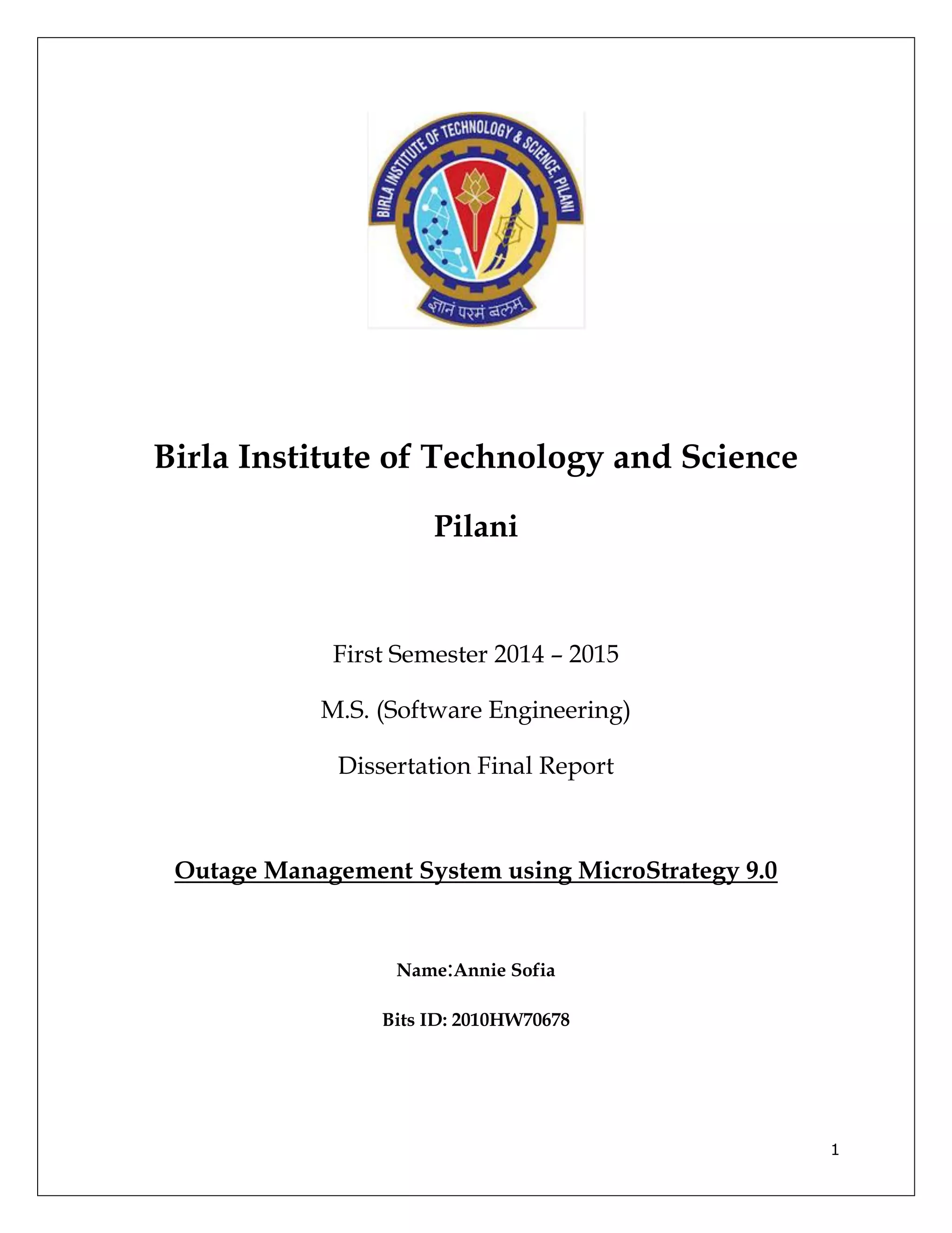 BITS MS- Dissertation Final Report | PDF