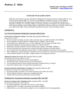 Andrew Adler resume 2016 | PDF