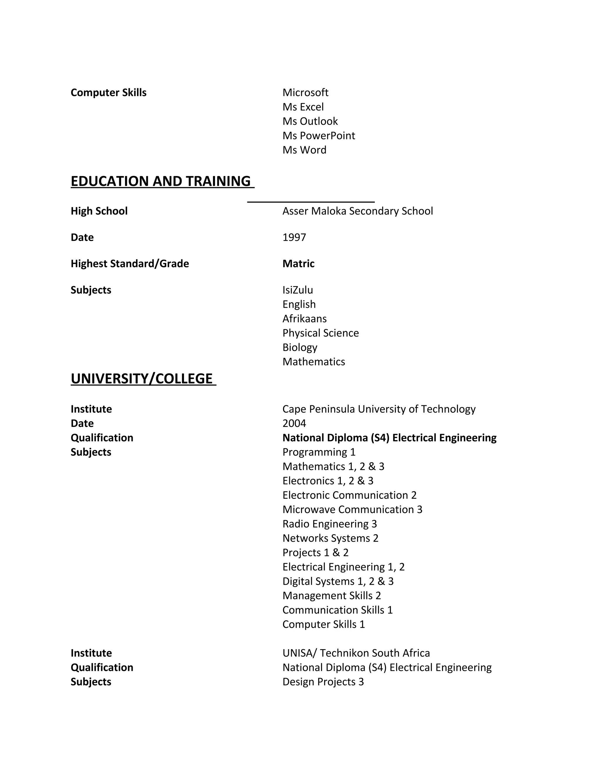 Andrew Nkosana Nhlapo CV..UPdateddoc | DOC