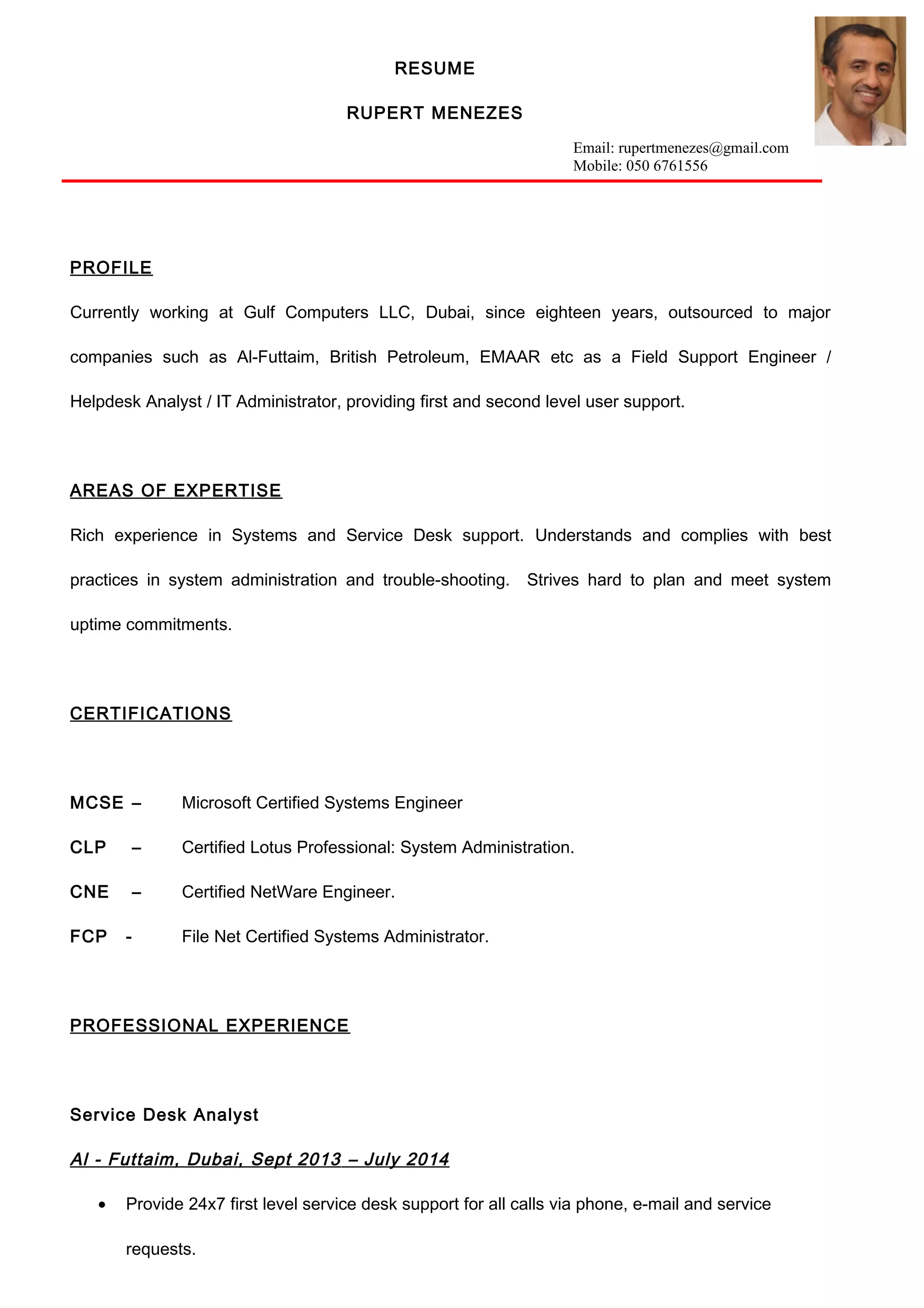 CV Rupert Menezes | DOC