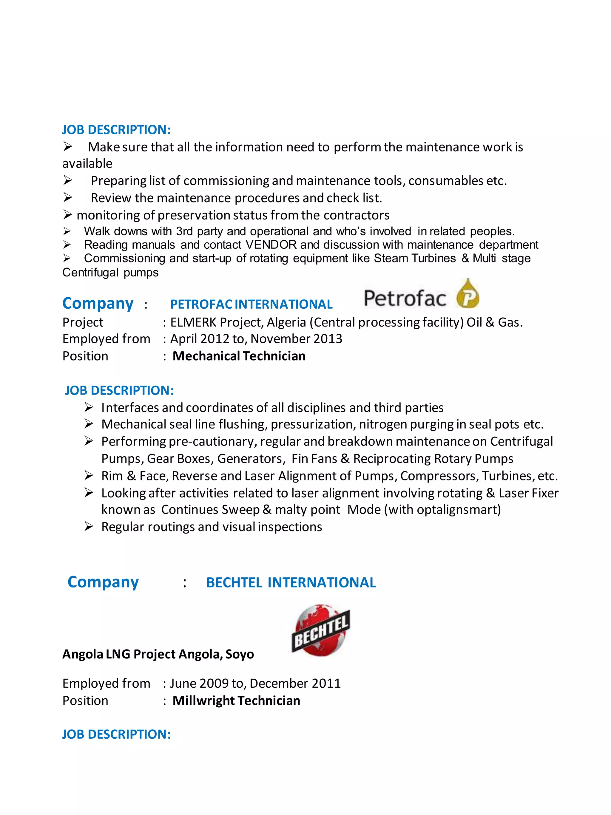 Resume of John Prince (Rotating Equipment Technician) | DOCX