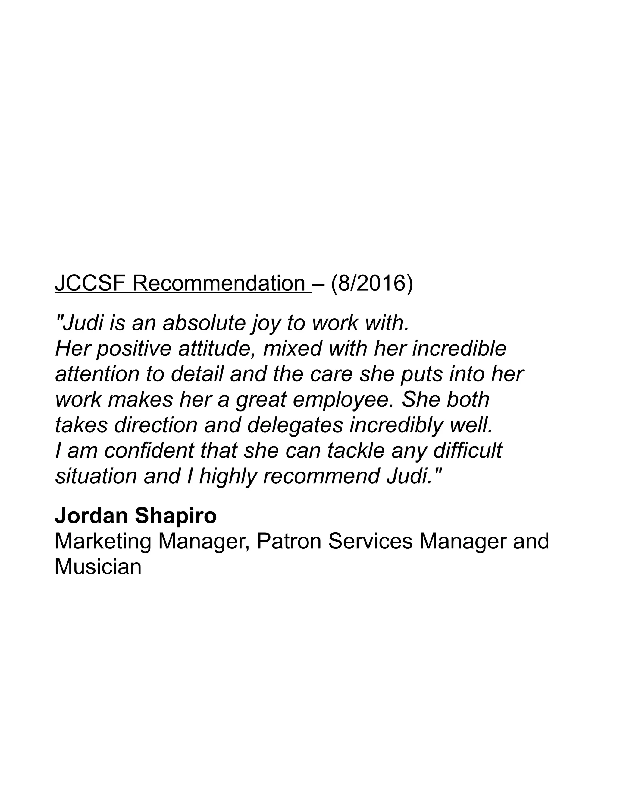 JCCSF Recommendation | PDF