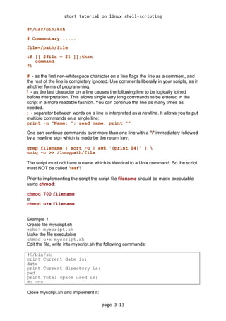 basic shell scripting syntex | PDF