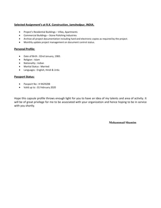 Muhammad Shamim up date | PDF