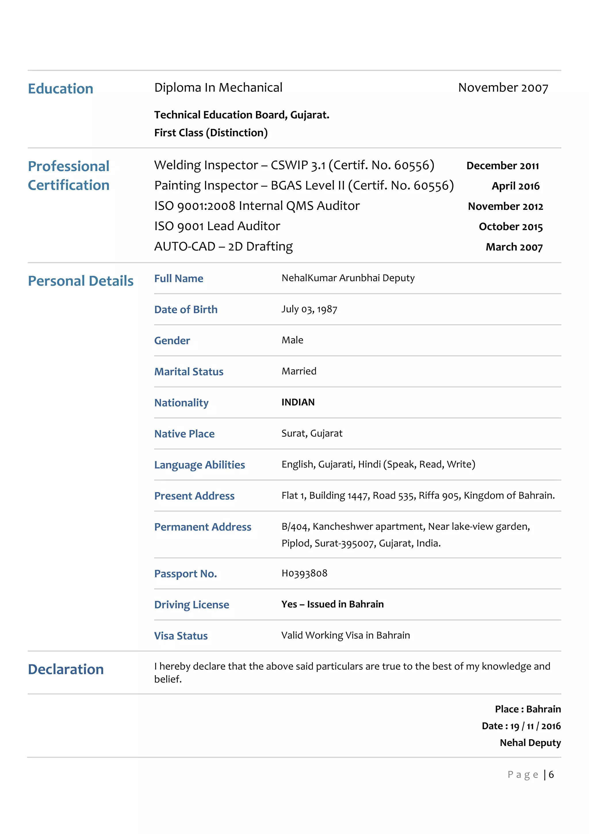CV - Nehal Deputy - Nov2016 | PDF