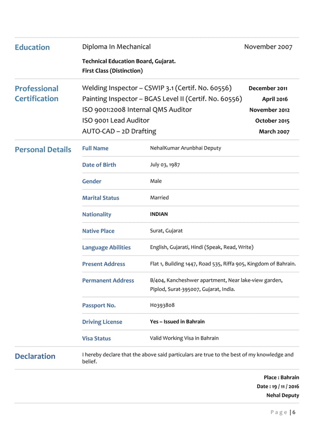 CV - Nehal Deputy - Nov2016 | PDF