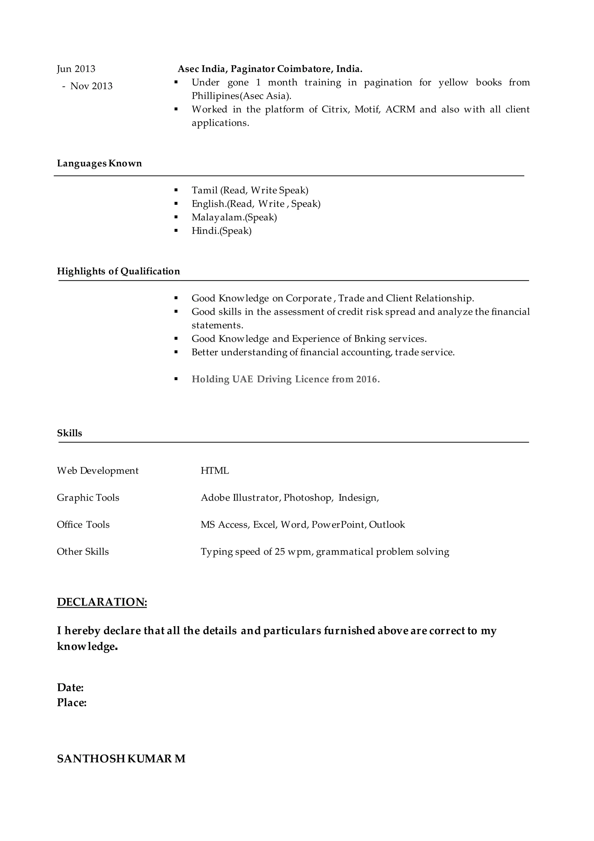 Santhosh Lic Resume | DOCX