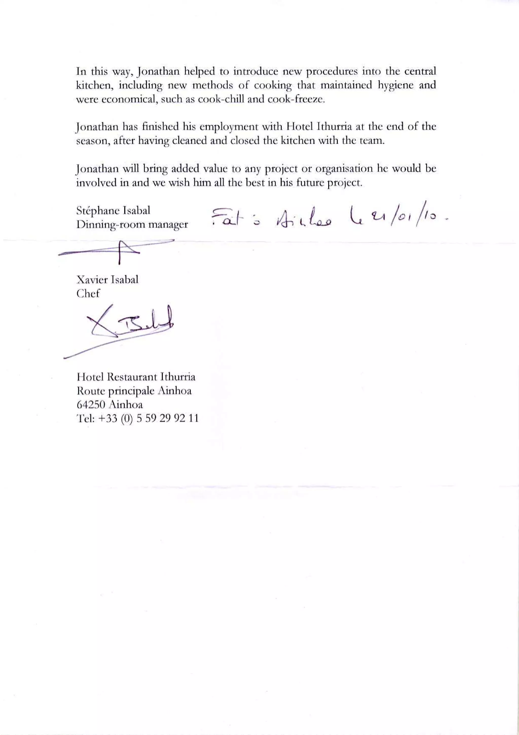 Recommendation letter ITHURRIA | PDF