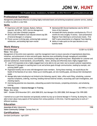 Joni W. Hunt Resume 1 | PDF | Business | Business and Finance
