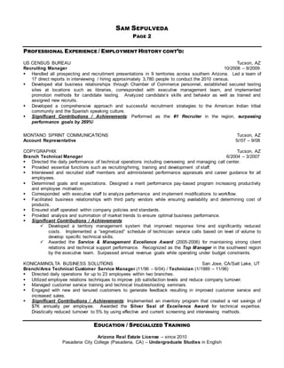Sepulveda, Sam - Recruitment, Mgmt, Cust Serv Feb 15 | PDF