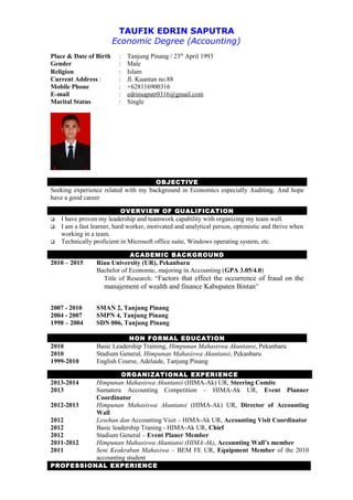 CV TAUFIK EDRIN SAPUTRA | PDF