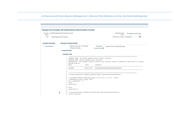 An Overview of Fusion Absence Management Absence Plan Definition and ...