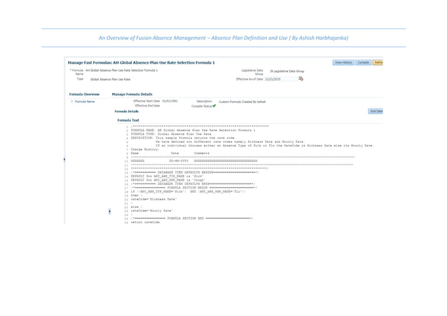 An Overview of Fusion Absence Management Absence Plan Definition and ...