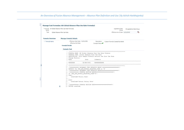An Overview of Fusion Absence Management Absence Plan Definition and ...