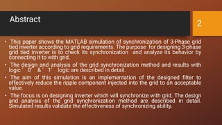 Simulation of Three-Phase 50kw Grid Tied Inverter & analyzing its behavior at ON & OFF position ...