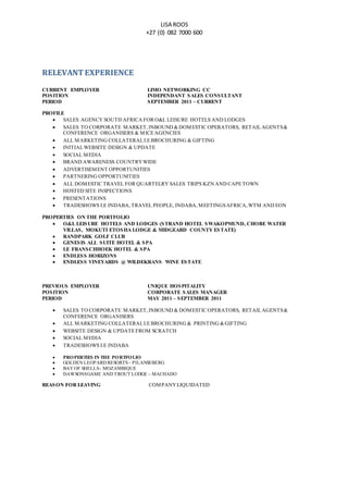 Lisa Roos CV Updated 2016 | DOCX