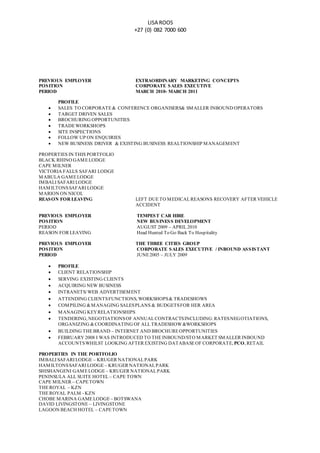 Lisa Roos CV Updated 2016 | DOCX