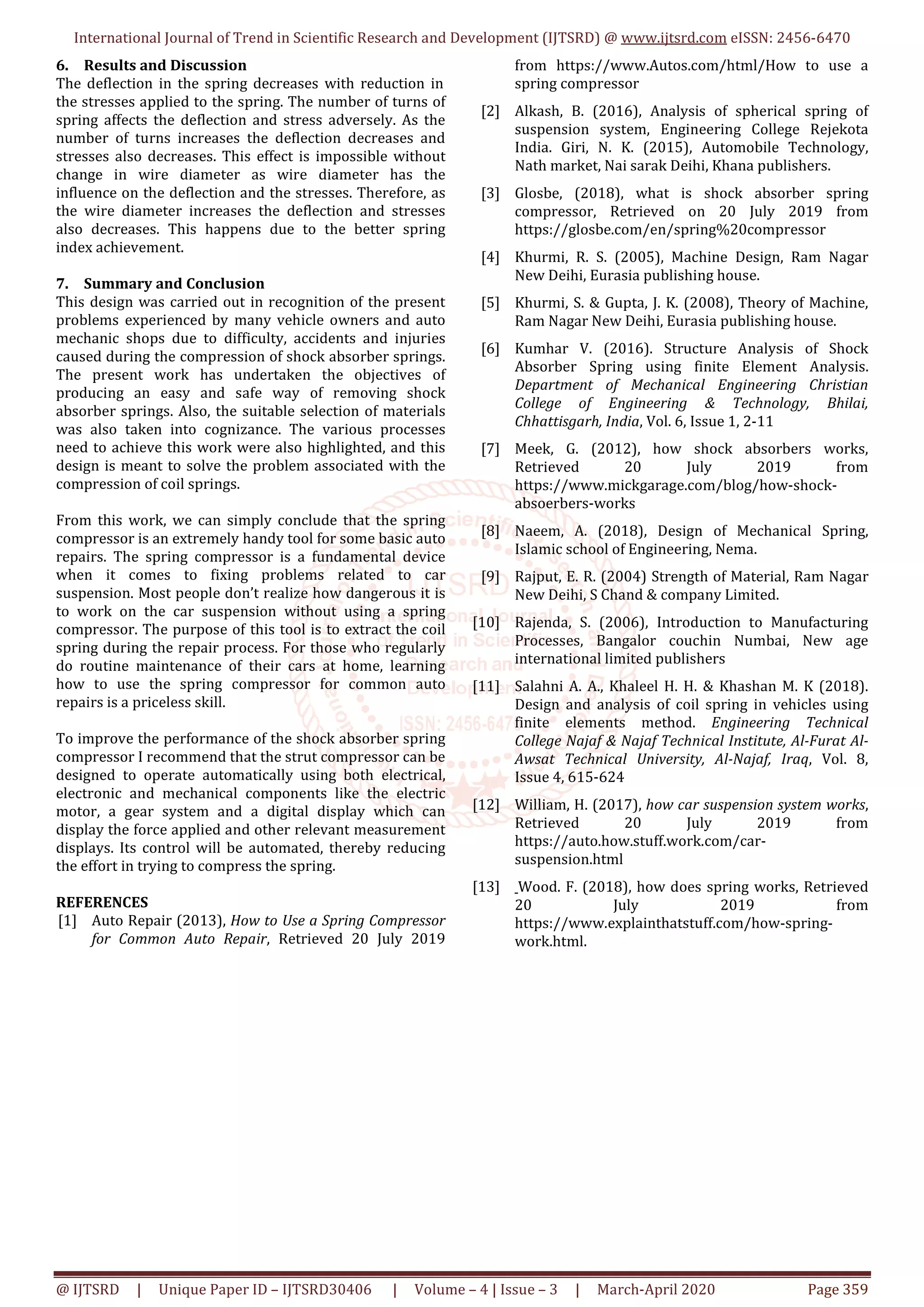Design and Fabrication of Shock Absorber Compressor Spring | PDF
