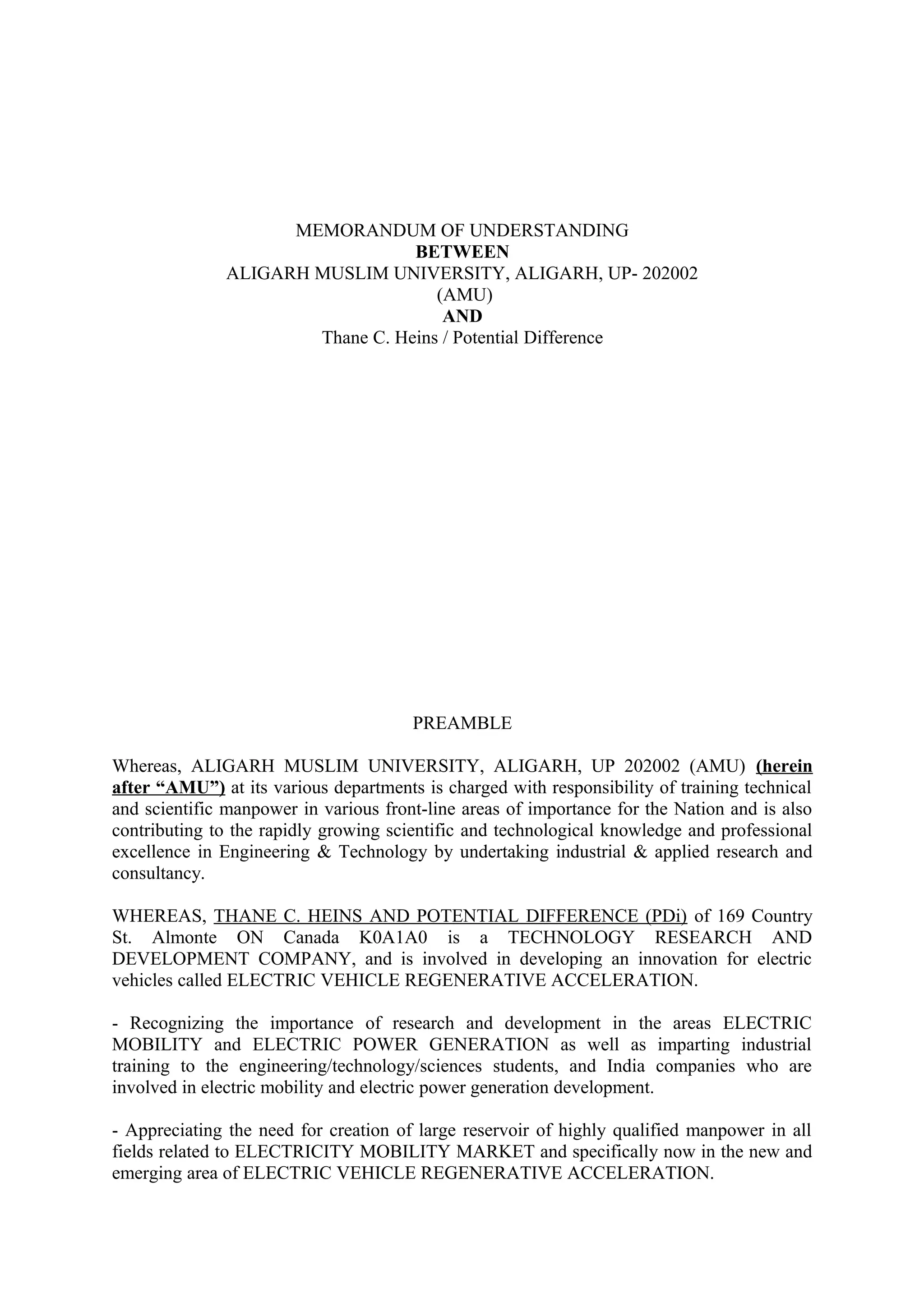 #68 Draft MOU AMU University and Thane C. Heins - Potential Difference.pdf