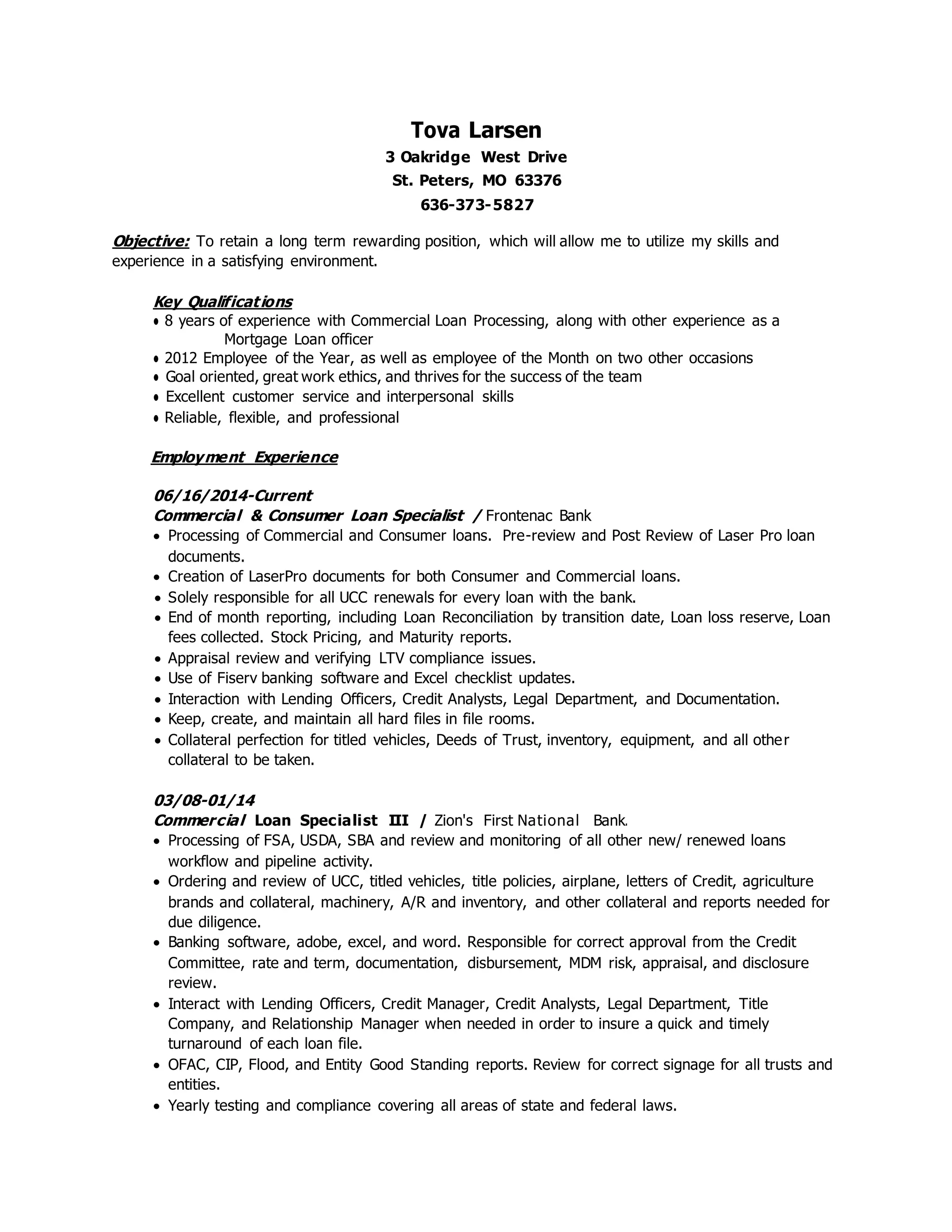 Tova Larsen Resume | DOCX
