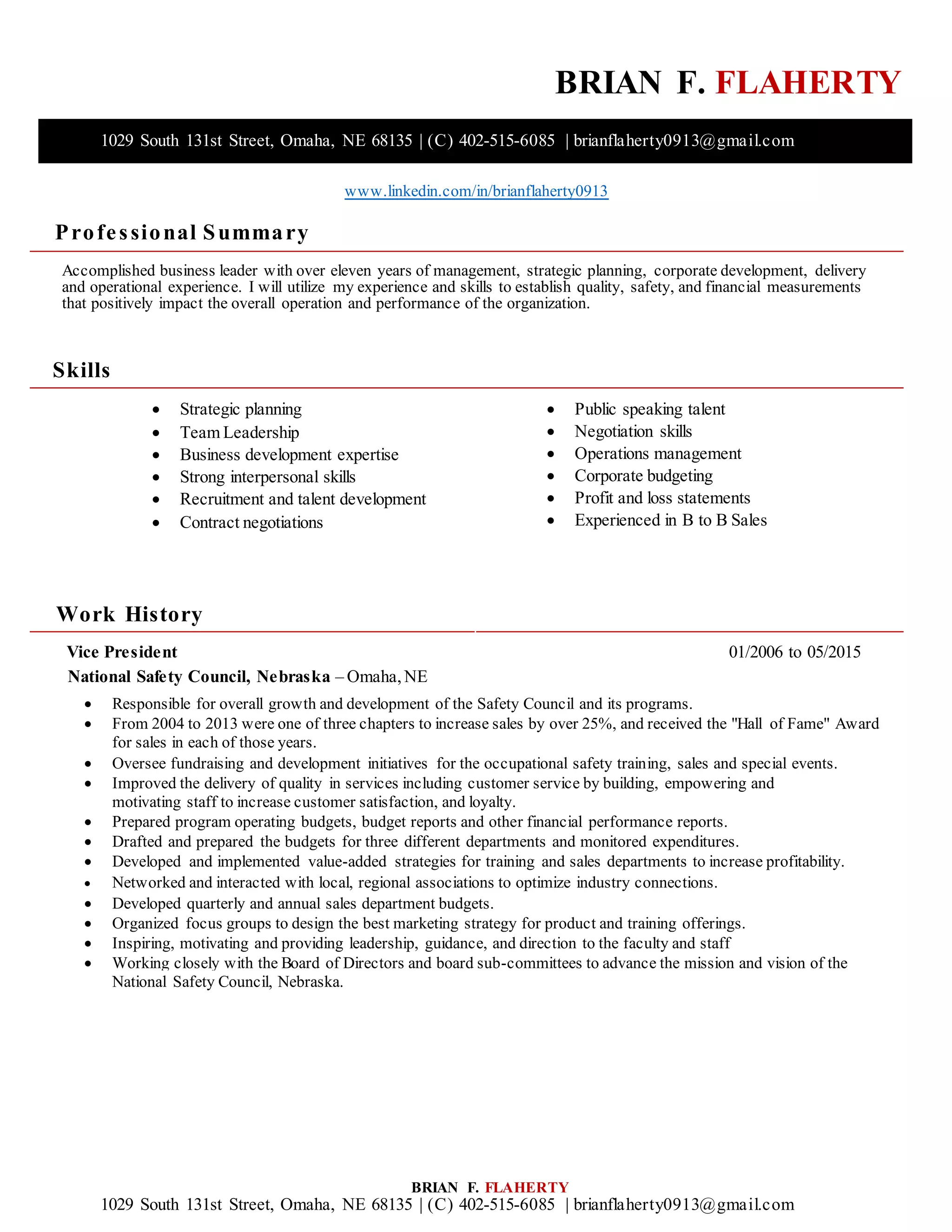 Brian F Flaherty Resume | DOCX
