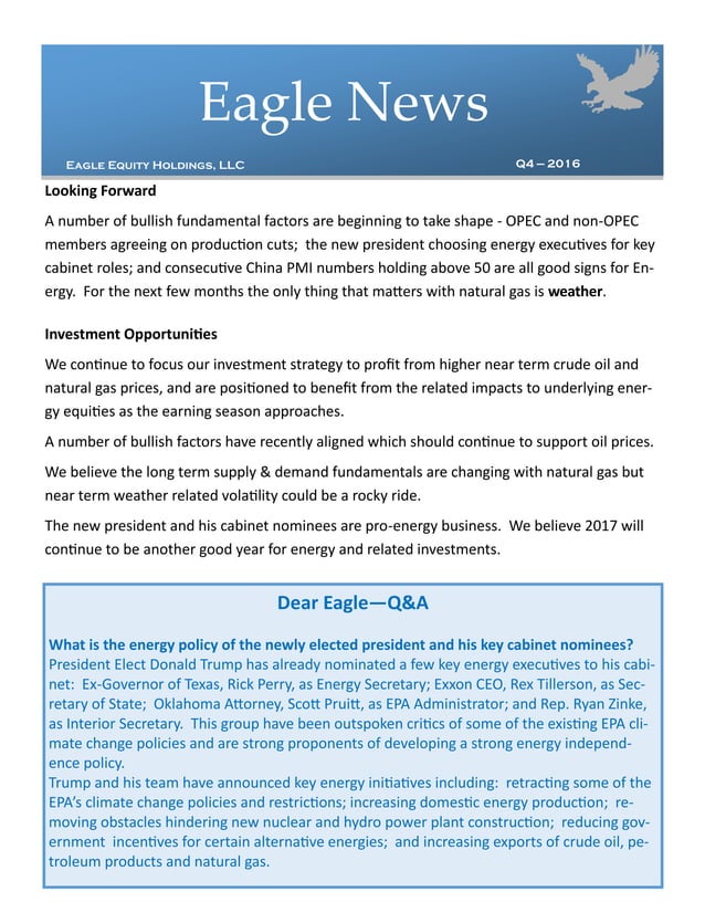 Eagle Newsletter Q4-2016 | PDF