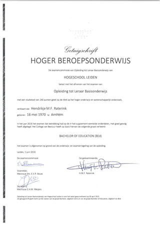Getuigschrift Vrijeschool PABO Herma Raterink | PDF