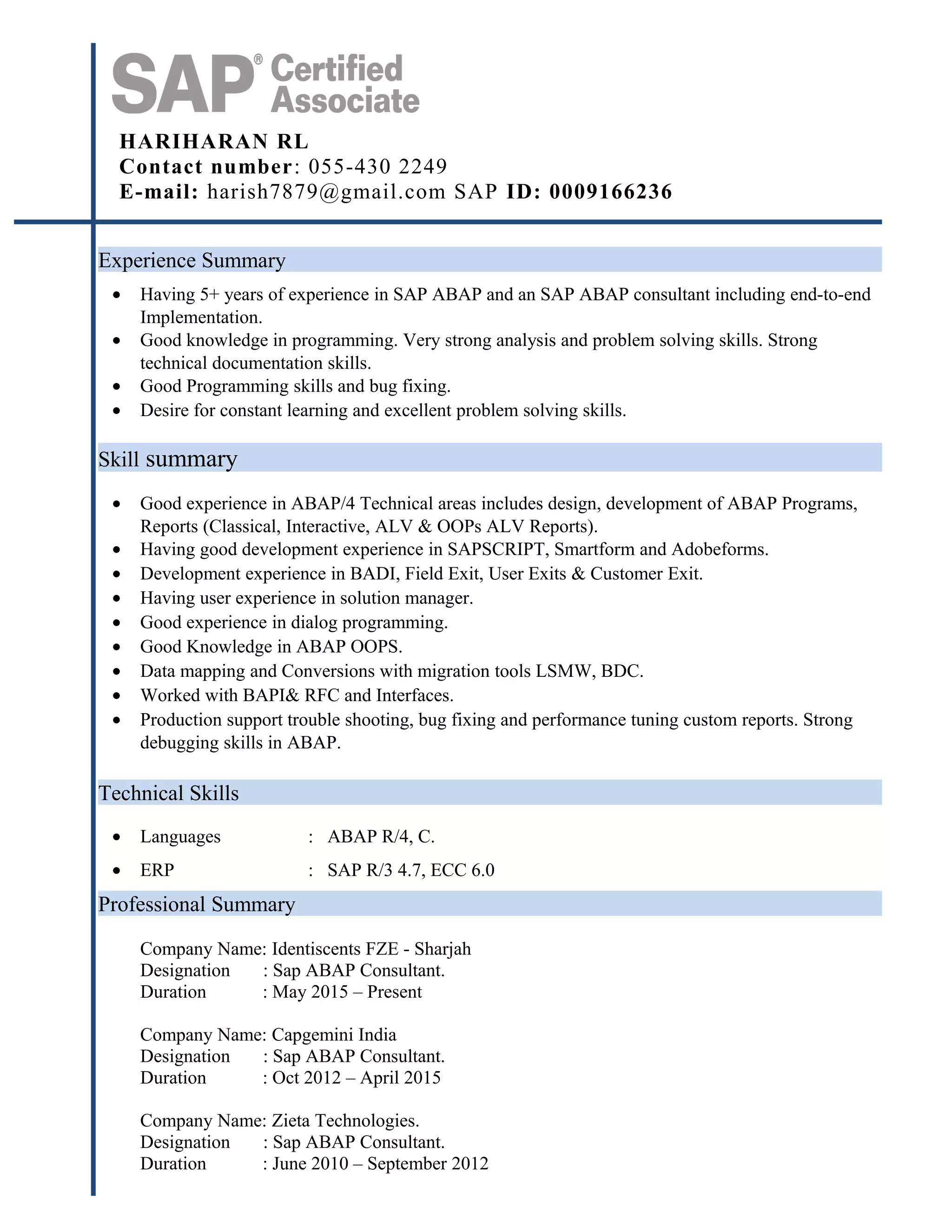 HARIHARAN_RL_ABAP_In | PDF