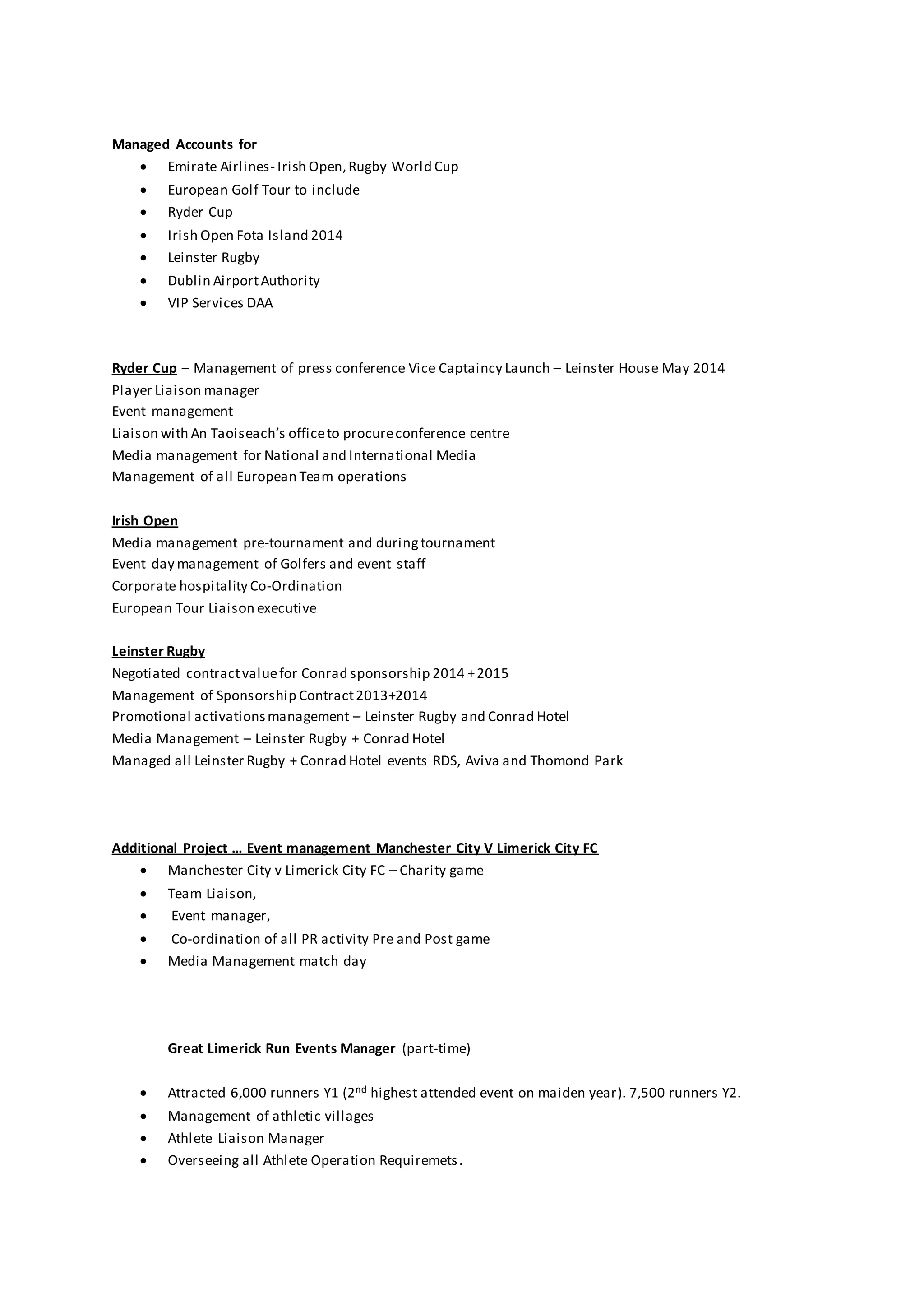 Bridget Ryan Sport Operations Solutions | DOCX