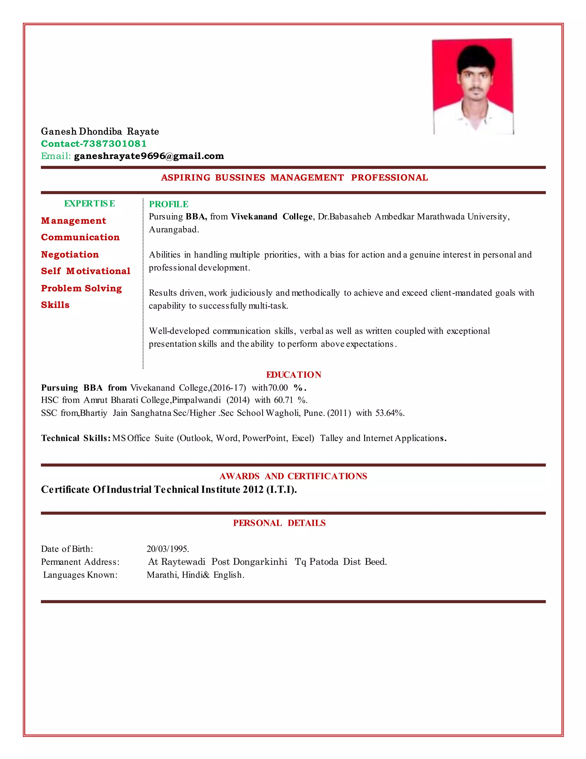 Ganesh Rayate RESUME | DOCX